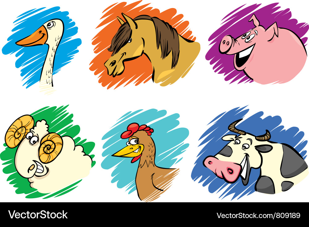 Farm animals set Royalty Free Vector Image - VectorStock