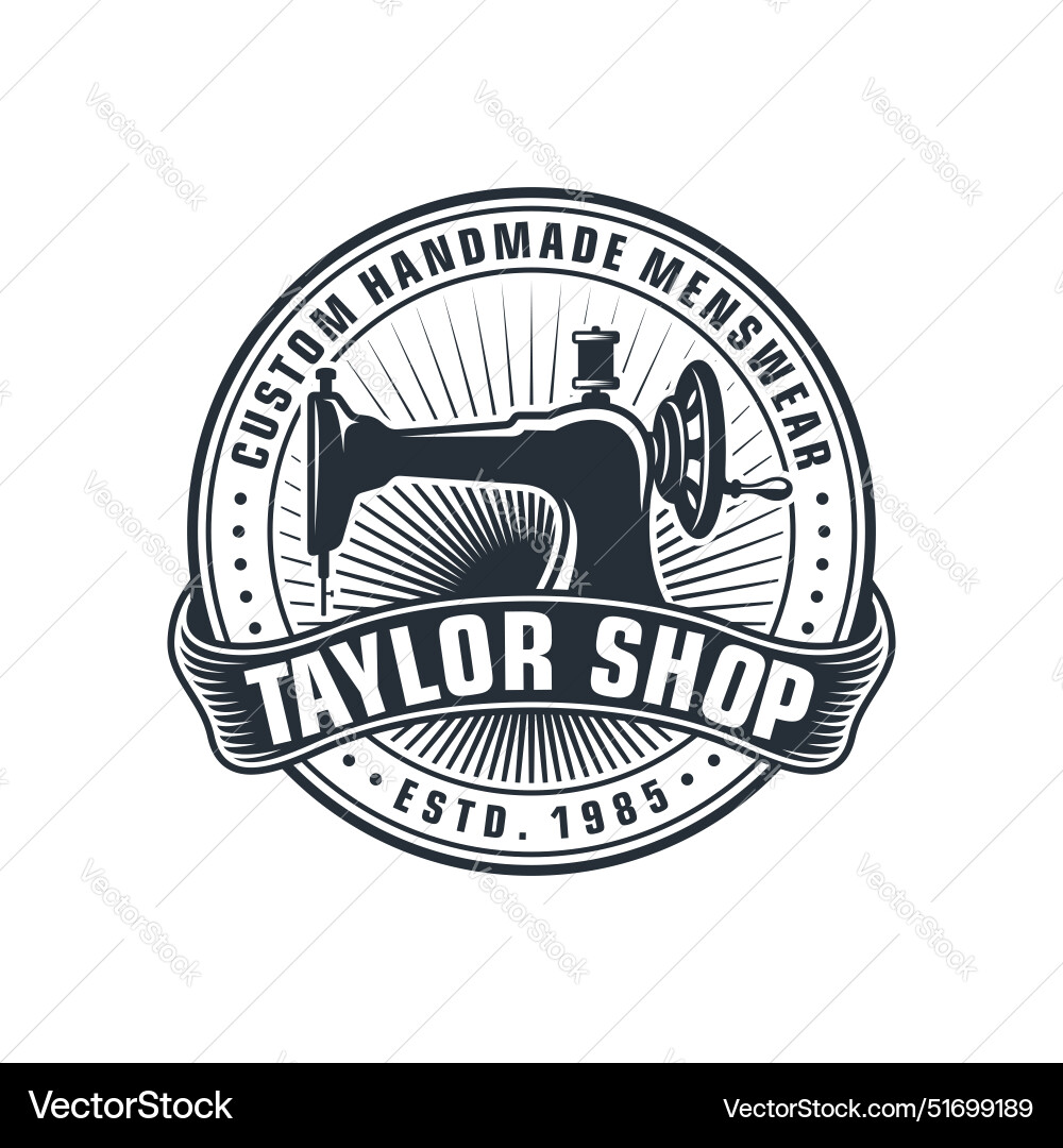 Luxury tailor logo template sewing silhouette Vector Image