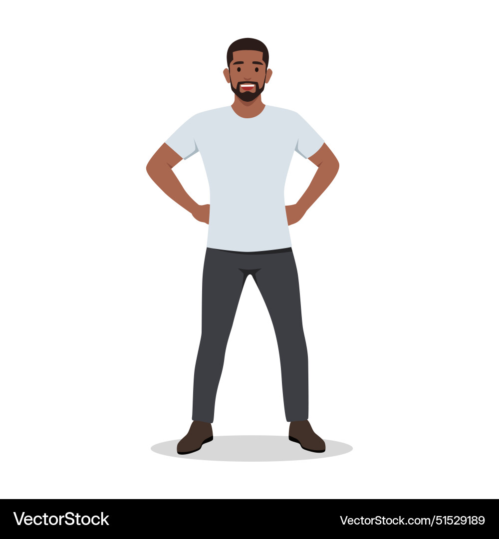 Self confident man stands in a heroic pose Vector Image