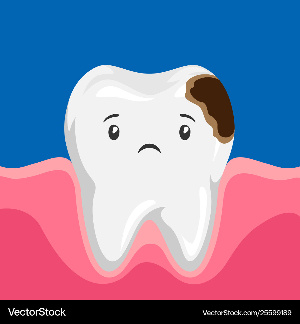 Sick tooth with caries Royalty Free Vector Image