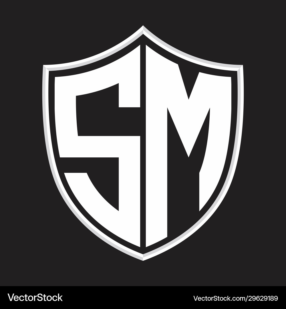 SM Monogram Shield Logo Royalty Free Vector Image