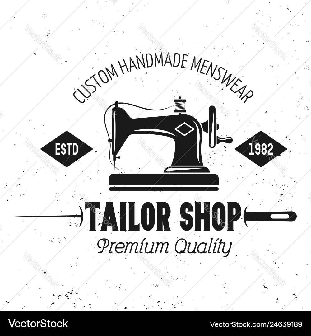 Tailor shop emblem with sewing machine Royalty Free Vector