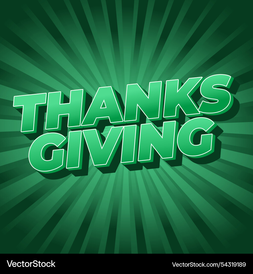 Thanksgiving text effect in bold font with 3d Vector Image
