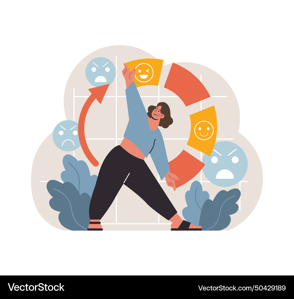 Woman navigating happiness charting her joy Vector Image