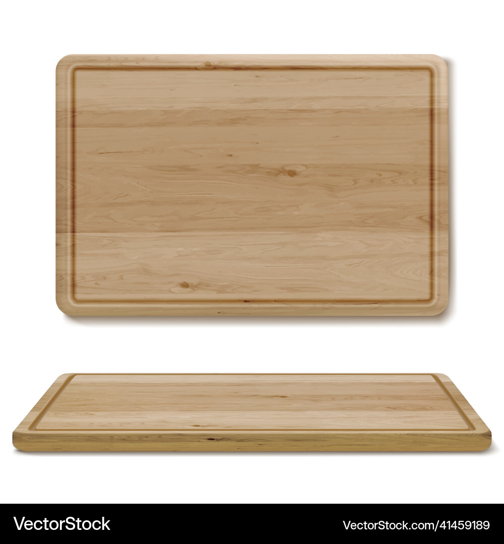 Wooden cutting board on a white background Vector Image