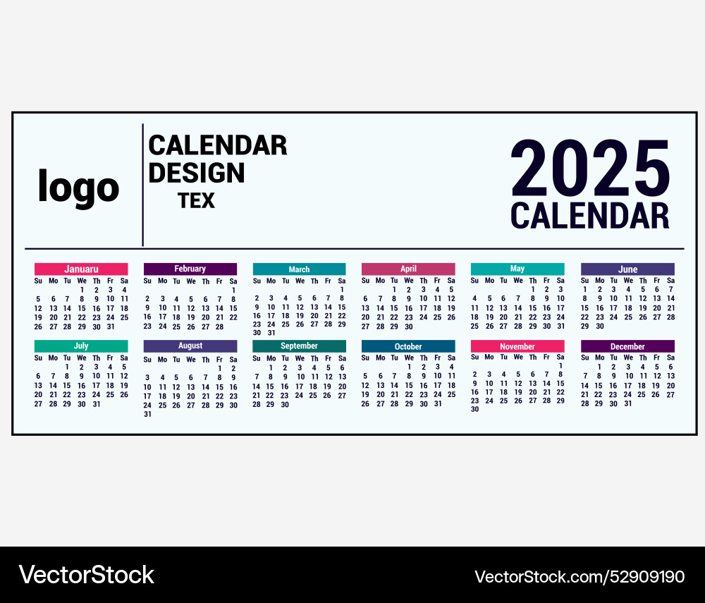 2025 classic monthly calendar for template design Vector Image