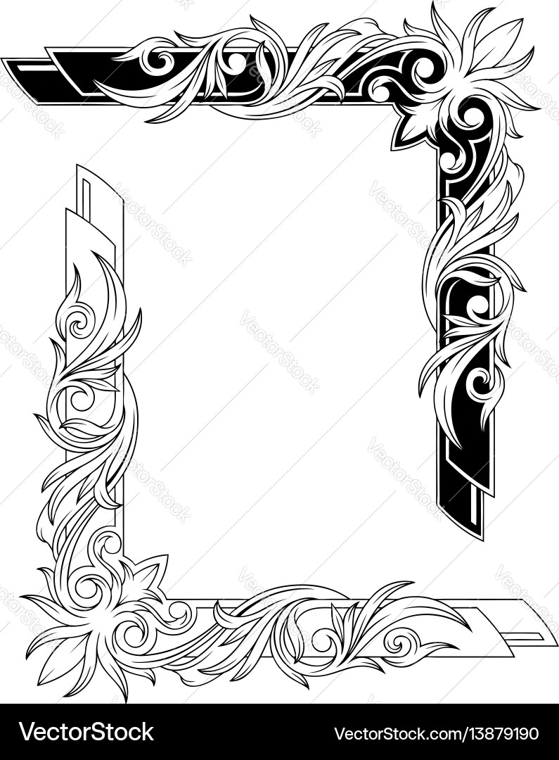 Black and white graphic tattoo frames set Vector Image