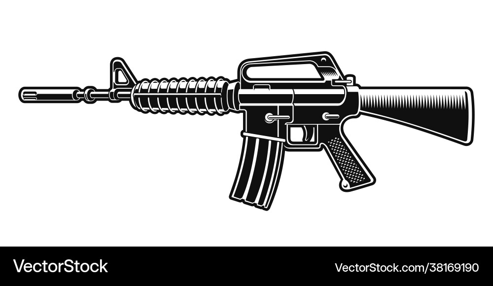 Black and white m16 rifle Royalty Free Vector Image