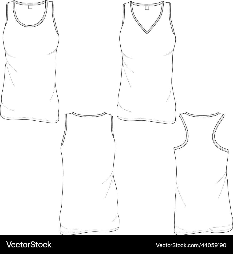 Blank tank tops design mock-up templates Vector Image