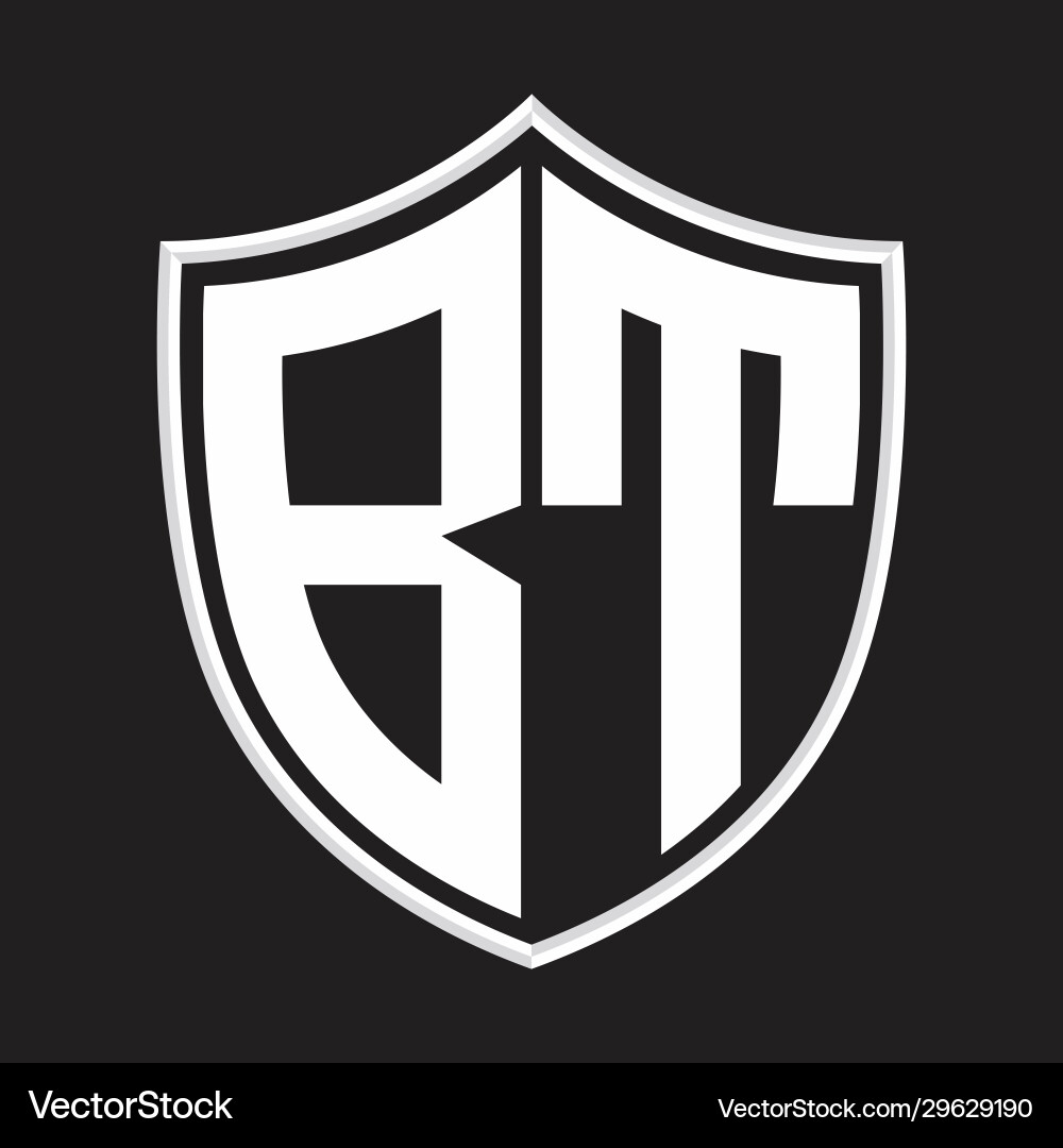 BT Monogram Shield Logo Royalty Free Vector Image