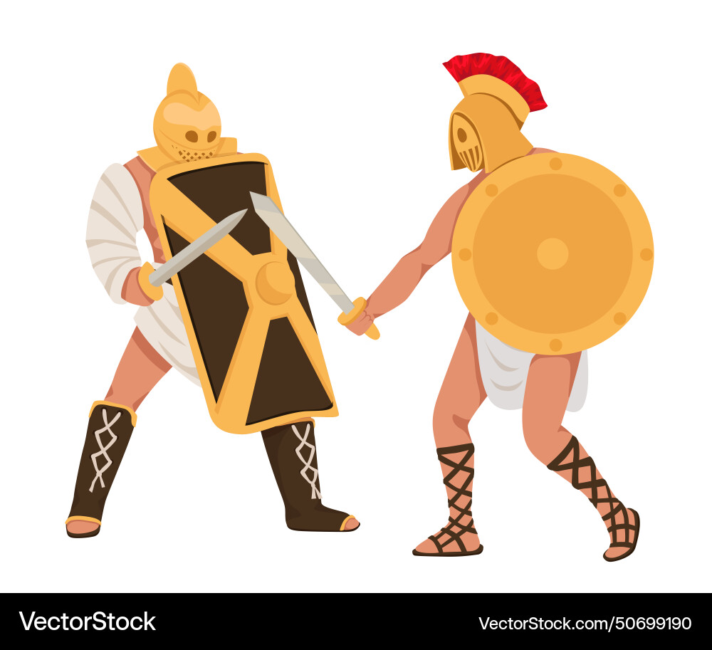 Cartoon gladiator warriors Royalty Free Vector Image