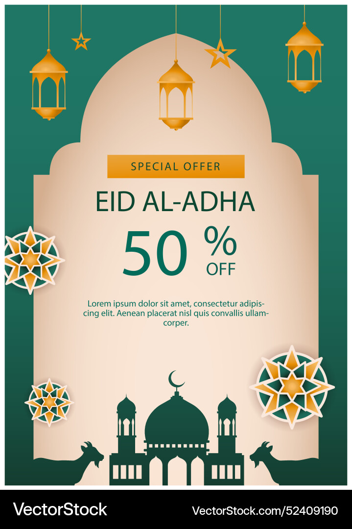 Gradient eid al-adha poster Royalty Free Vector Image