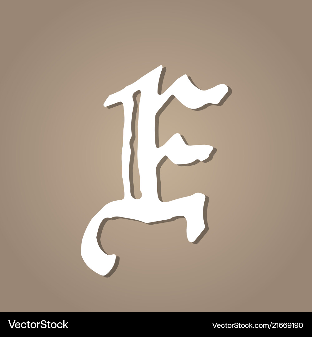 Letter e vintage grunge font gothic style Vector Image