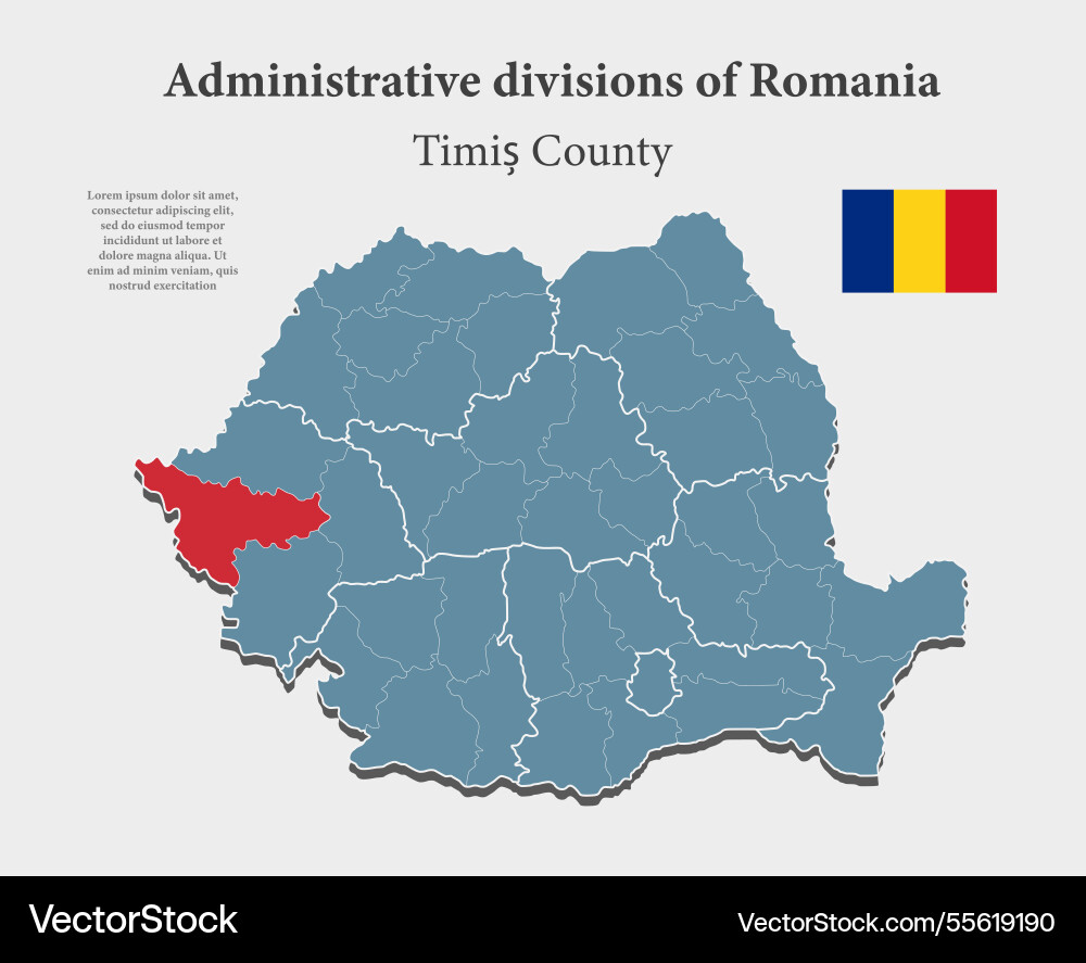 Map romania - timis county Royalty Free Vector Image