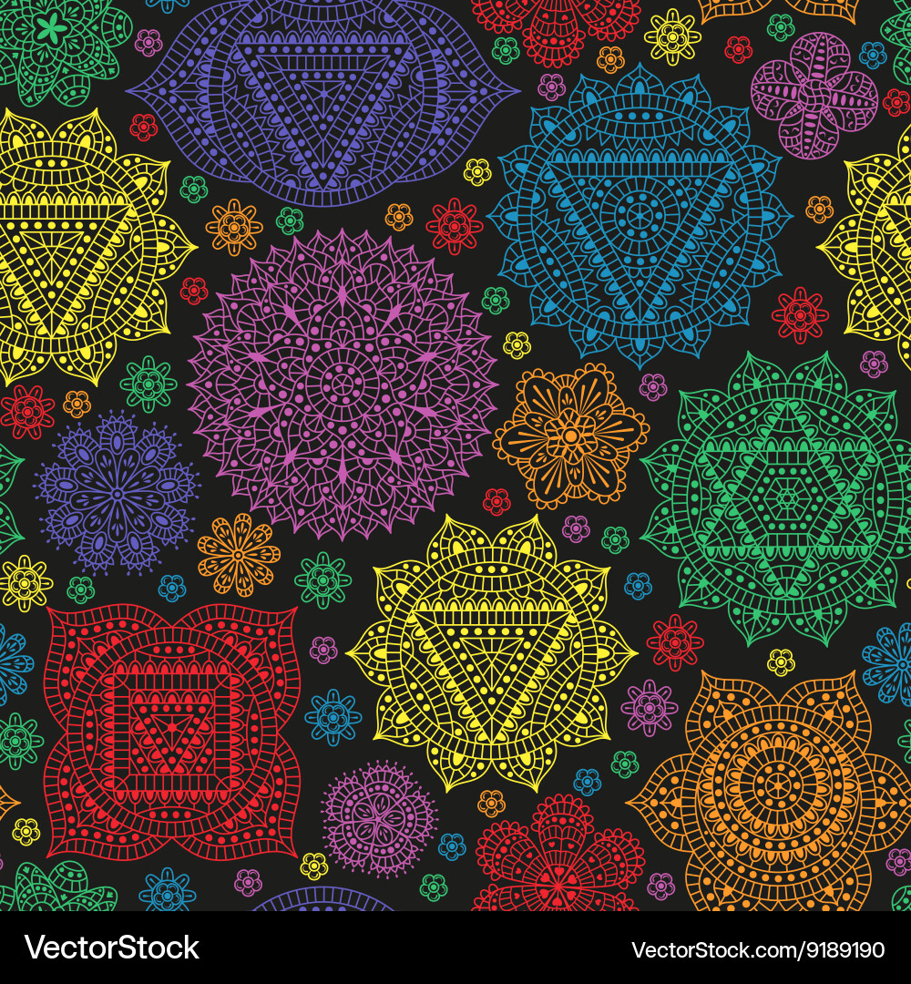 Seamless pattern with seven chakras Royalty Free Vector