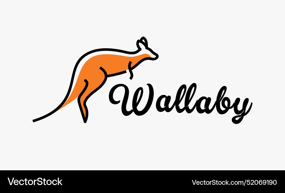 Simple australian wallaby line art logo design Vector Image