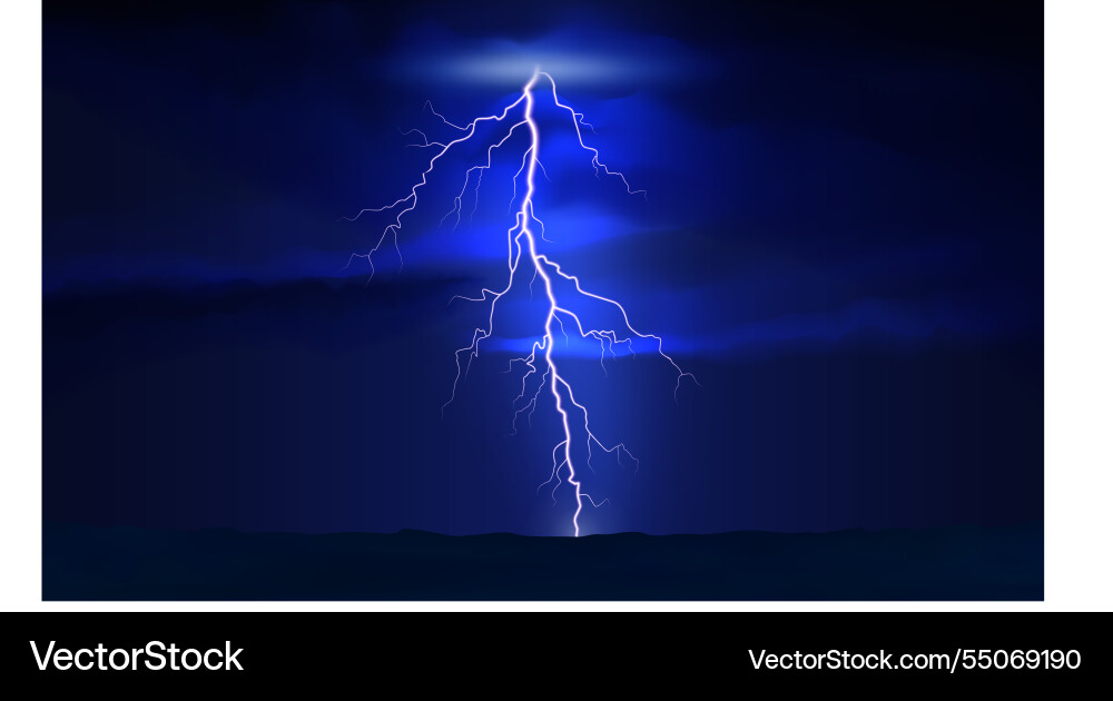 Thunder lightning dramatic thunderstorm Royalty Free Vector