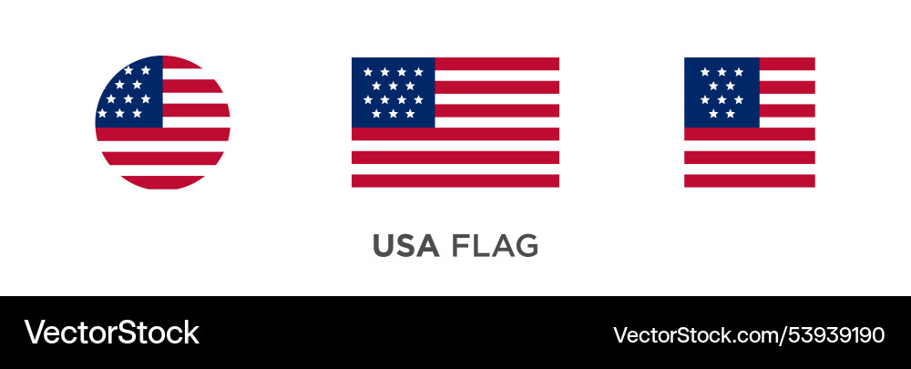 Usa flag set Royalty Free Vector Image - VectorStock