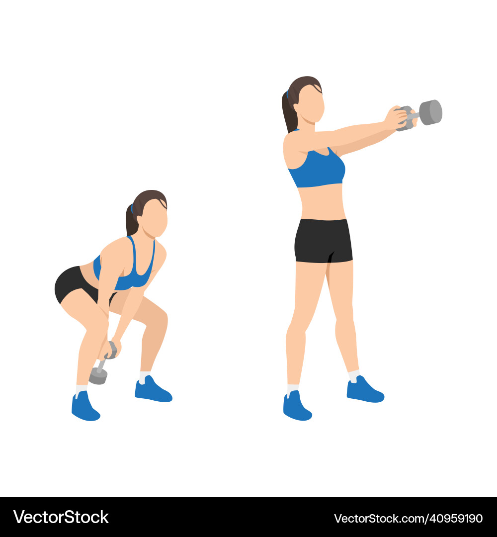 Woman doing dumbbell swing exercise flat Vector Image