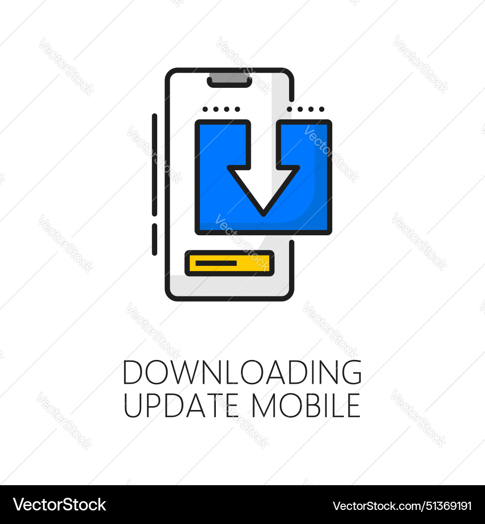 Mobile software update downloading thin line icon Vector Image