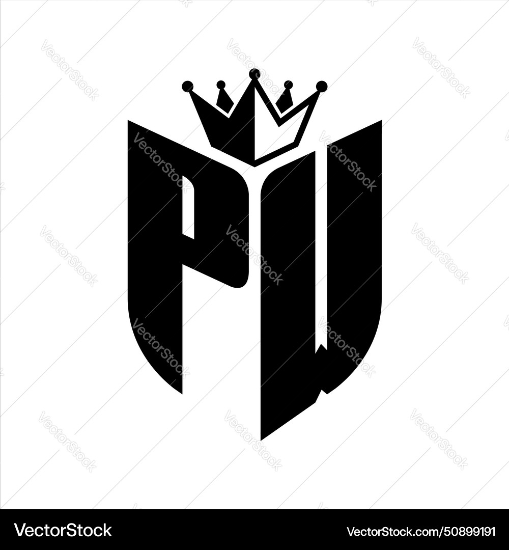 Pw letter monogram with shield shape crown Vector Image