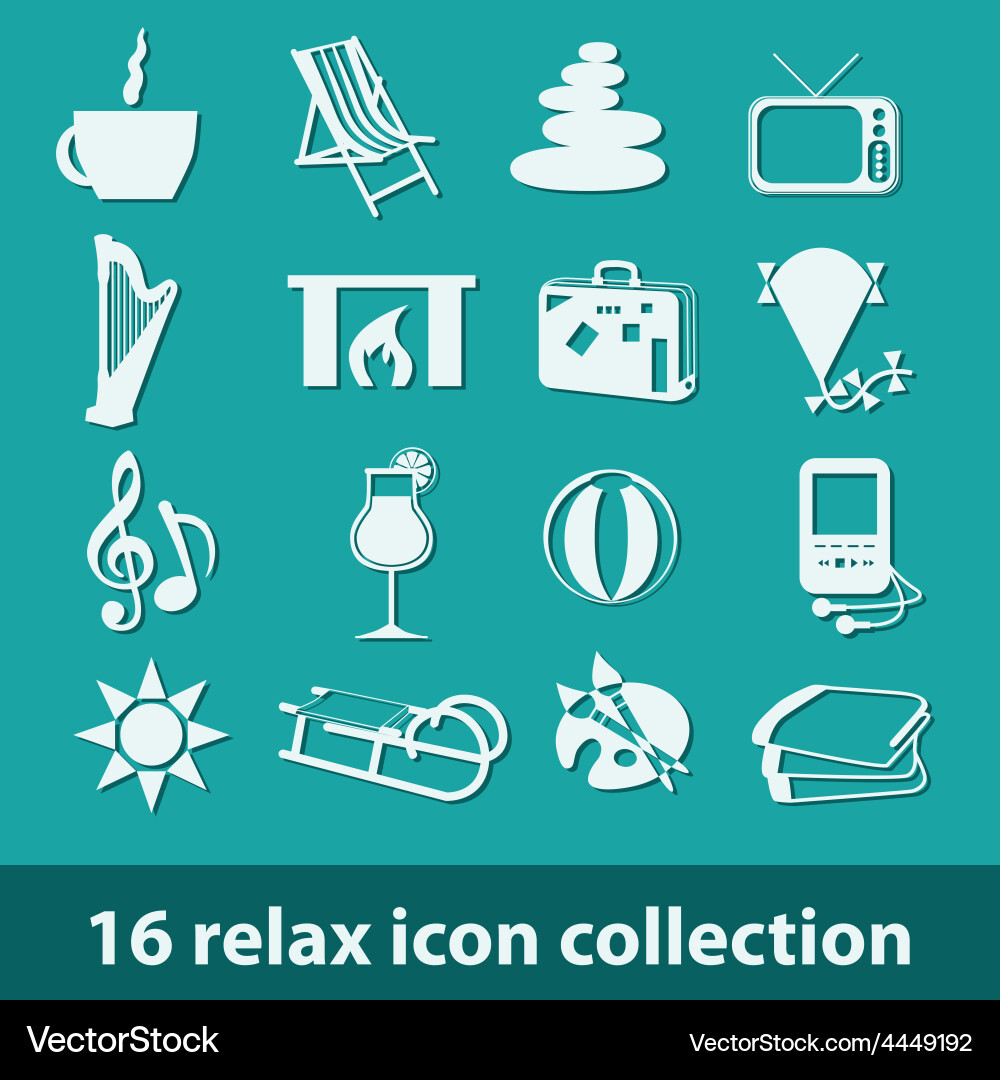 16 relax icon collection Royalty Free Vector Image
