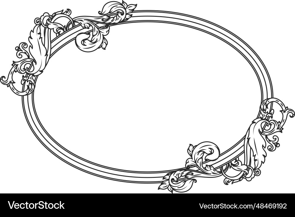Elegant Vintage Filigree Oval Frame Royalty Free Vector