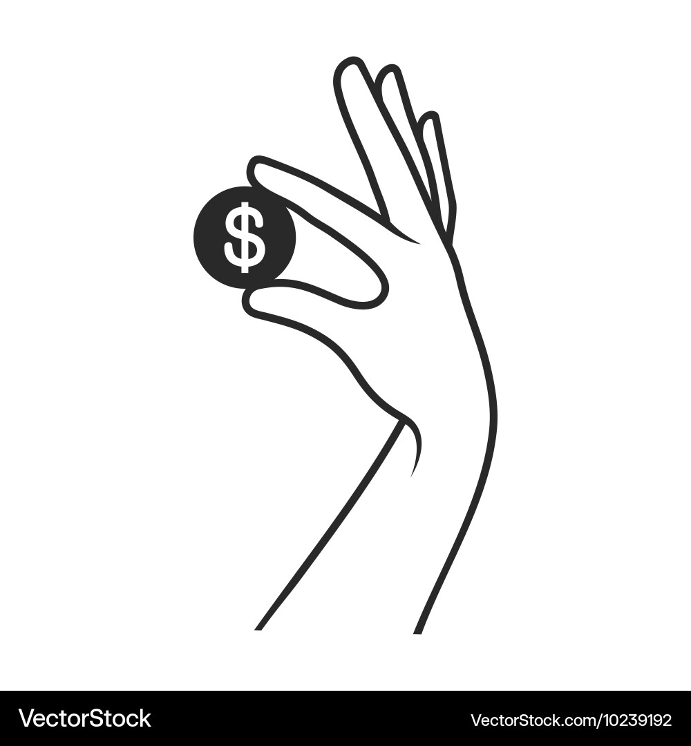 Hand with money coin icon Royalty Free Vector Image