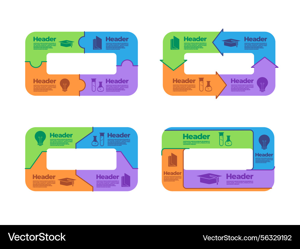 Infographic four rounded flow steps colorful Vector Image