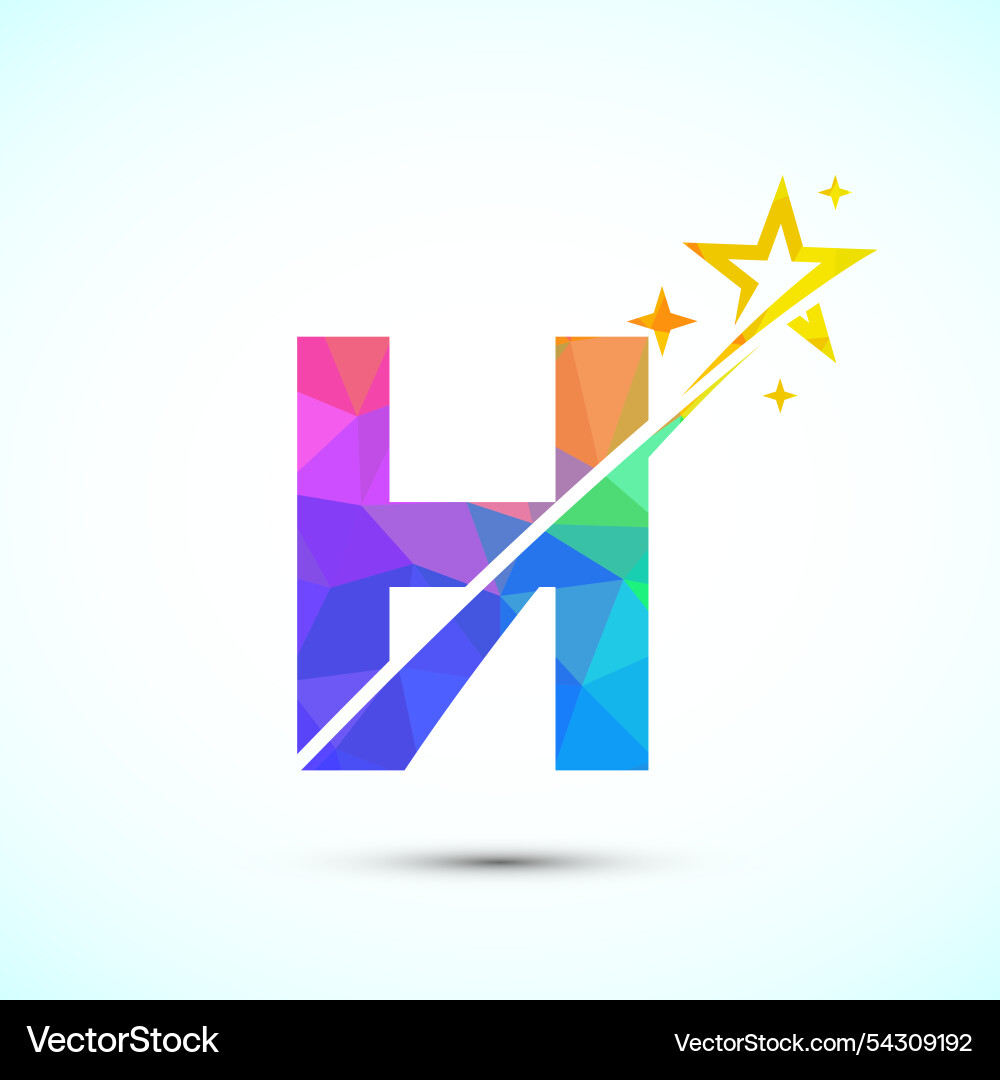 Initial alphabet h with swoosh and star logo icon Vector Image