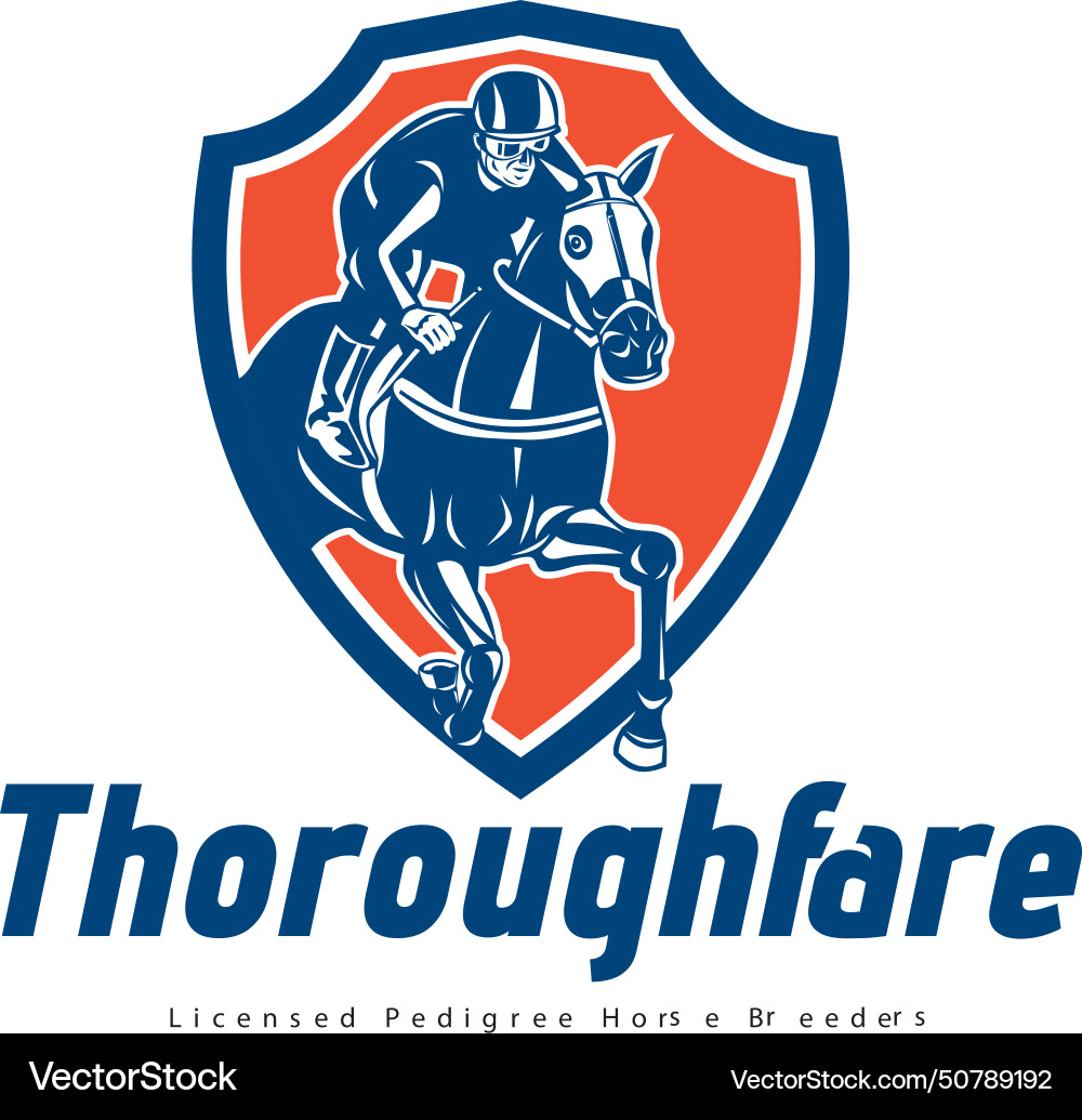 Thoroughfare horse breeding logo Royalty Free Vector Image