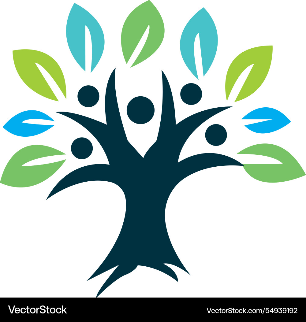 Tree people wellness logo icon Royalty Free Vector Image