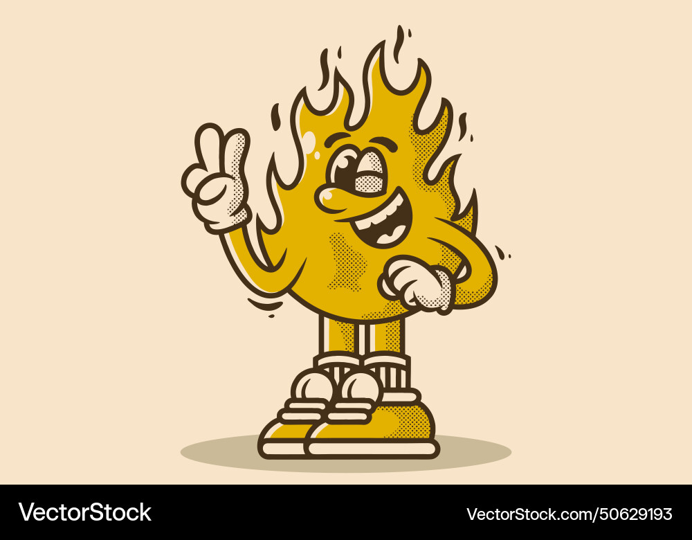 Character of a fire flame with hands forming Vector Image