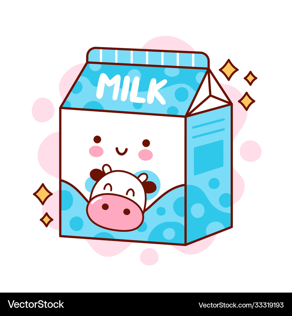 Cute happy funny milk flat line Royalty Free Vector Image