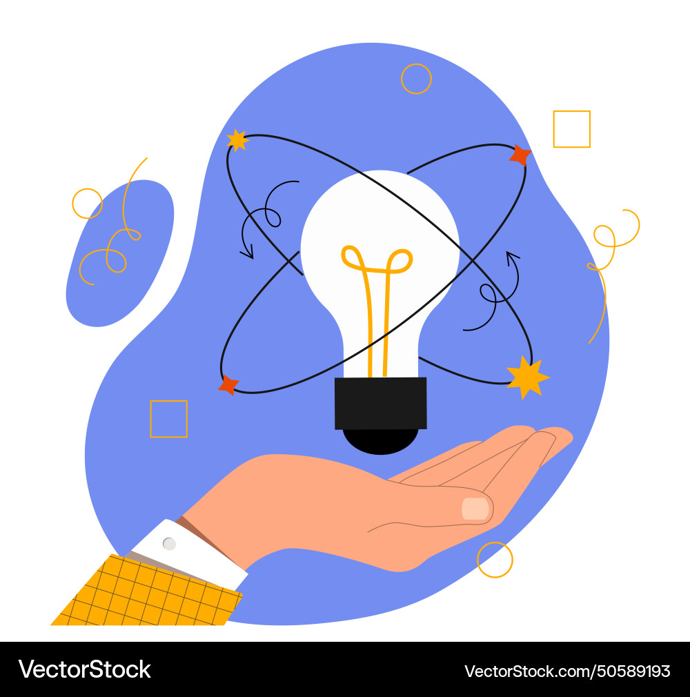 Hand with lightbulb Royalty Free Vector Image - VectorStock