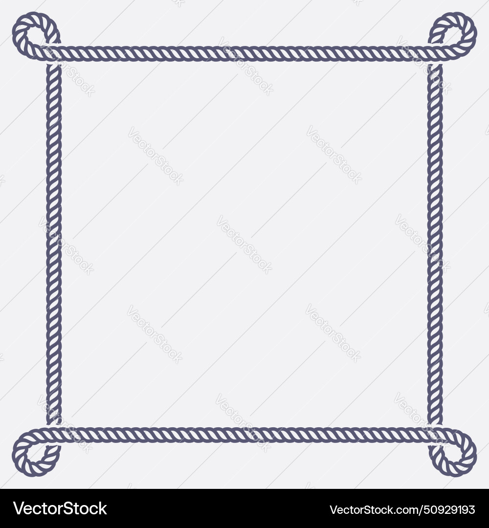Square rope border frame Royalty Free Vector Image