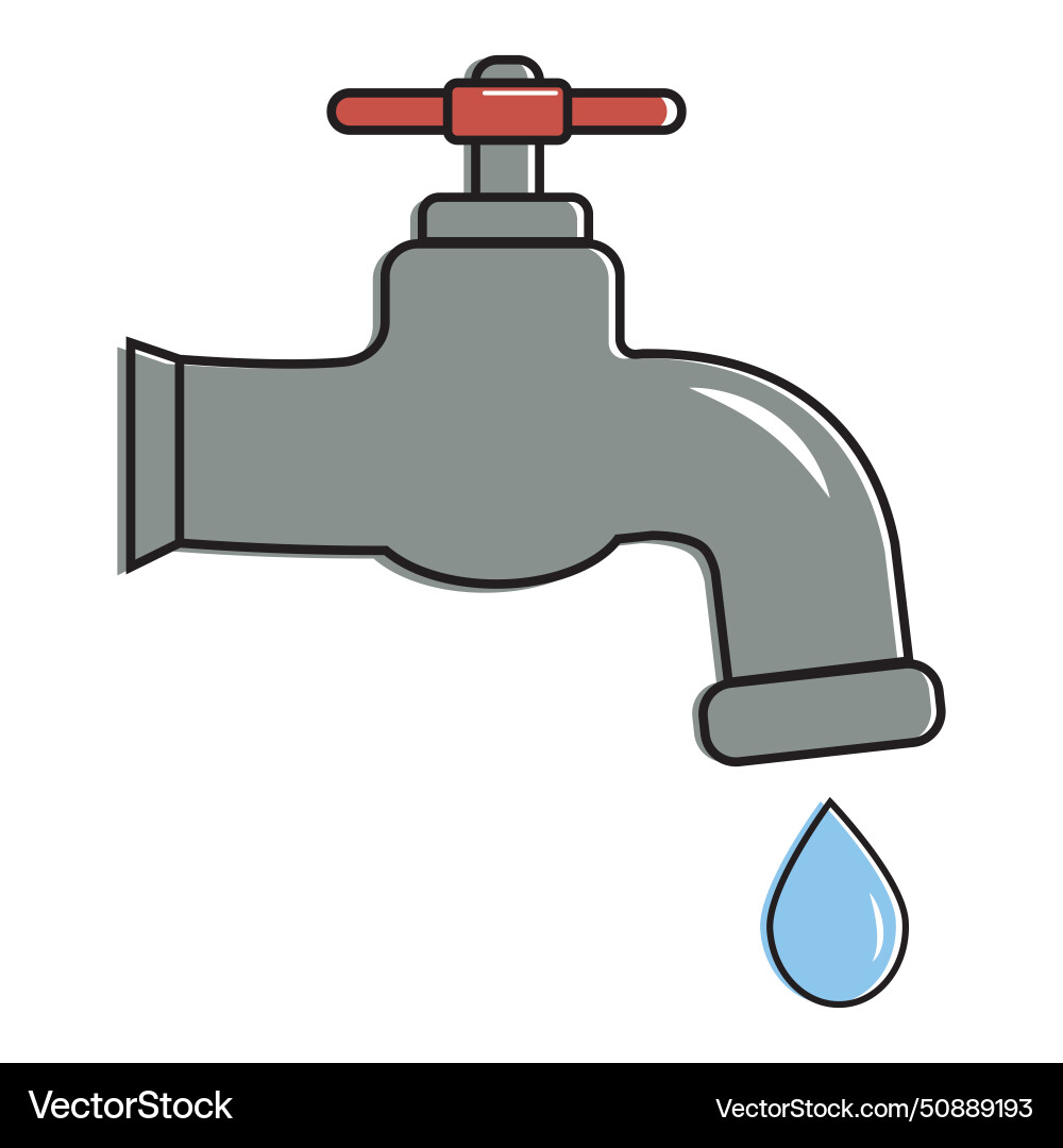 Water tap with falling drop isolated on white Vector Image