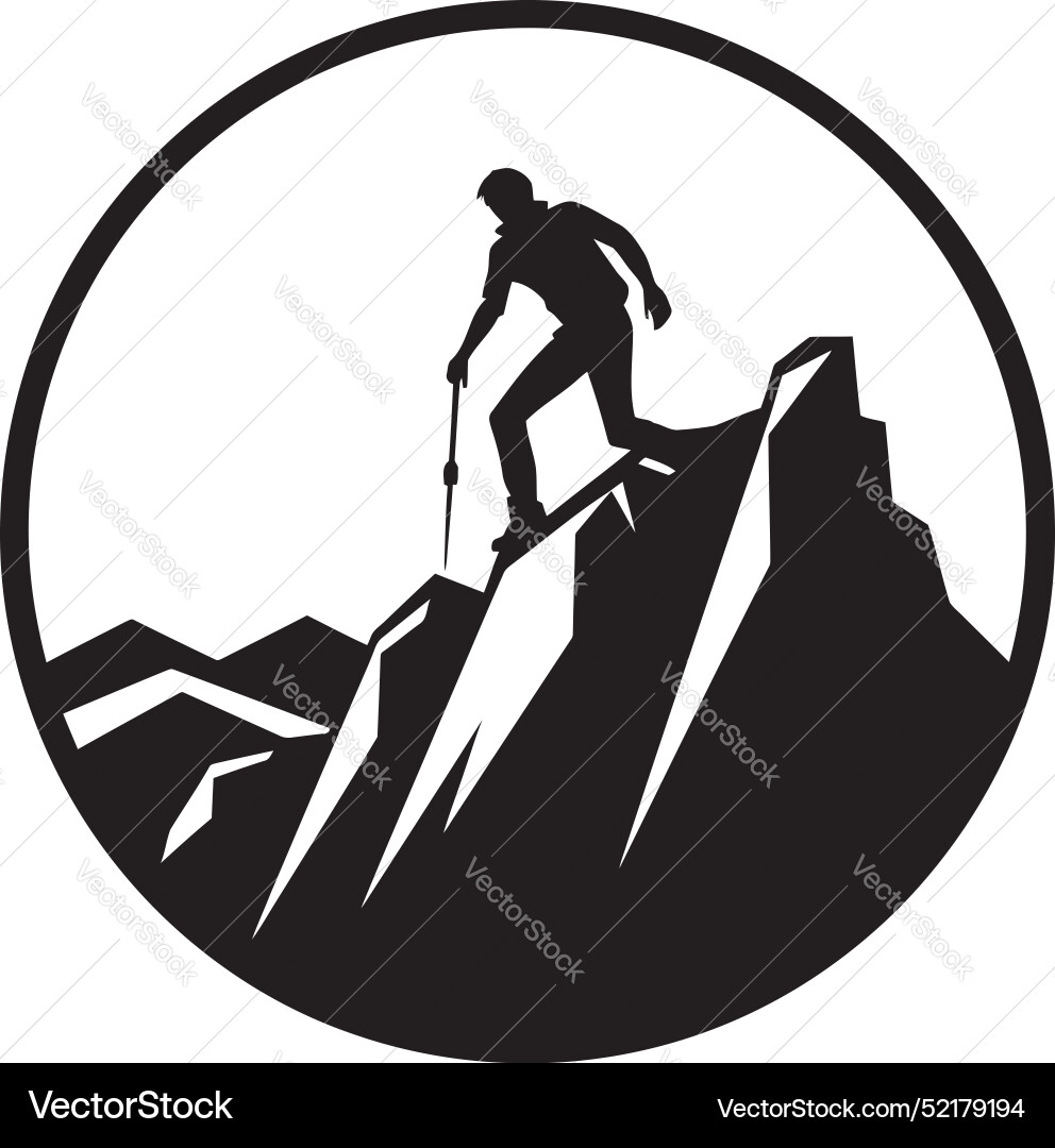 Climb conquer man climbing mountain design Vector Image