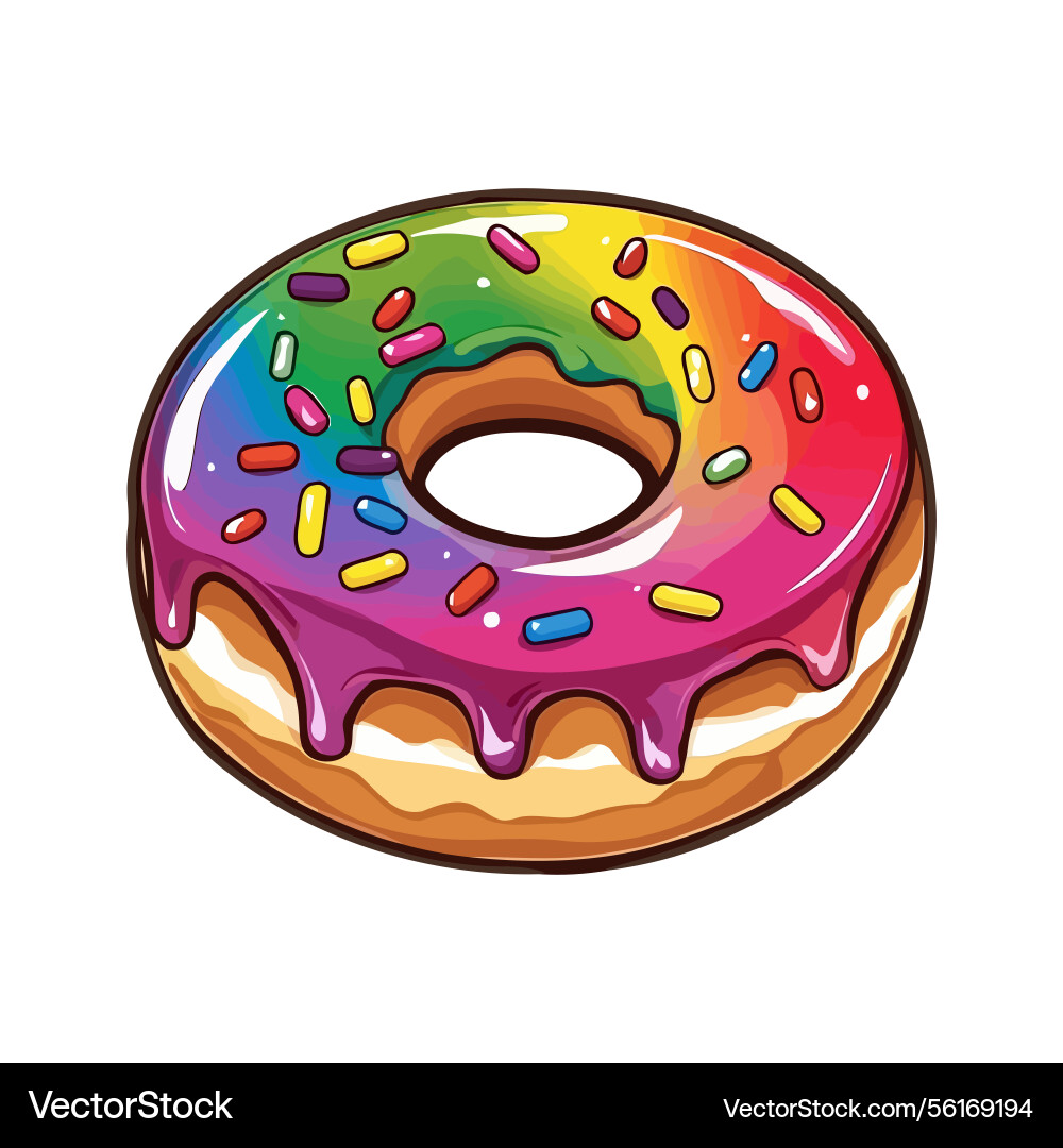 Colorful donut with sprinkles dripping Royalty Free Vector