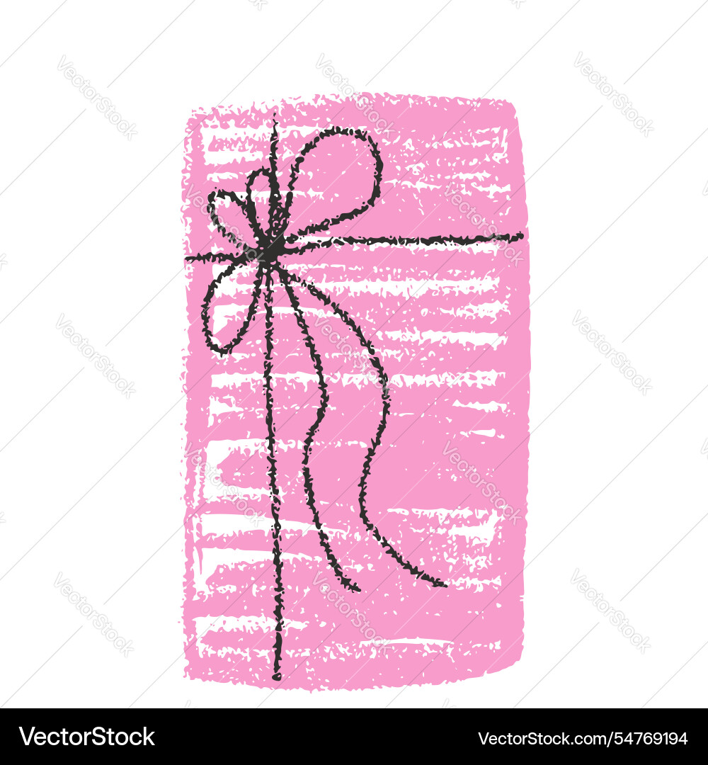 Crayon gift box scribble style festive present Vector Image