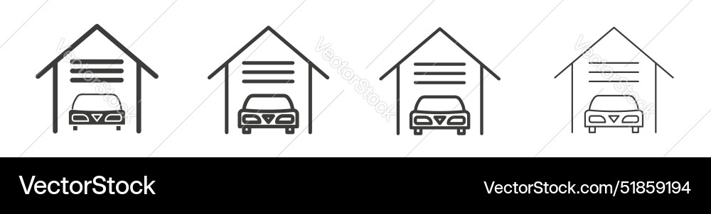 Garage car icon set home parking Royalty Free Vector Image