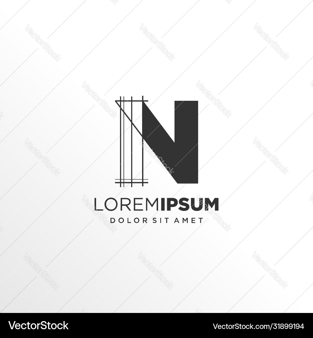 Letter N In Architecture Monogram Letter N Geometric Square