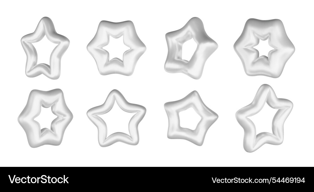Realistic white stars set isolated Royalty Free Vector Image