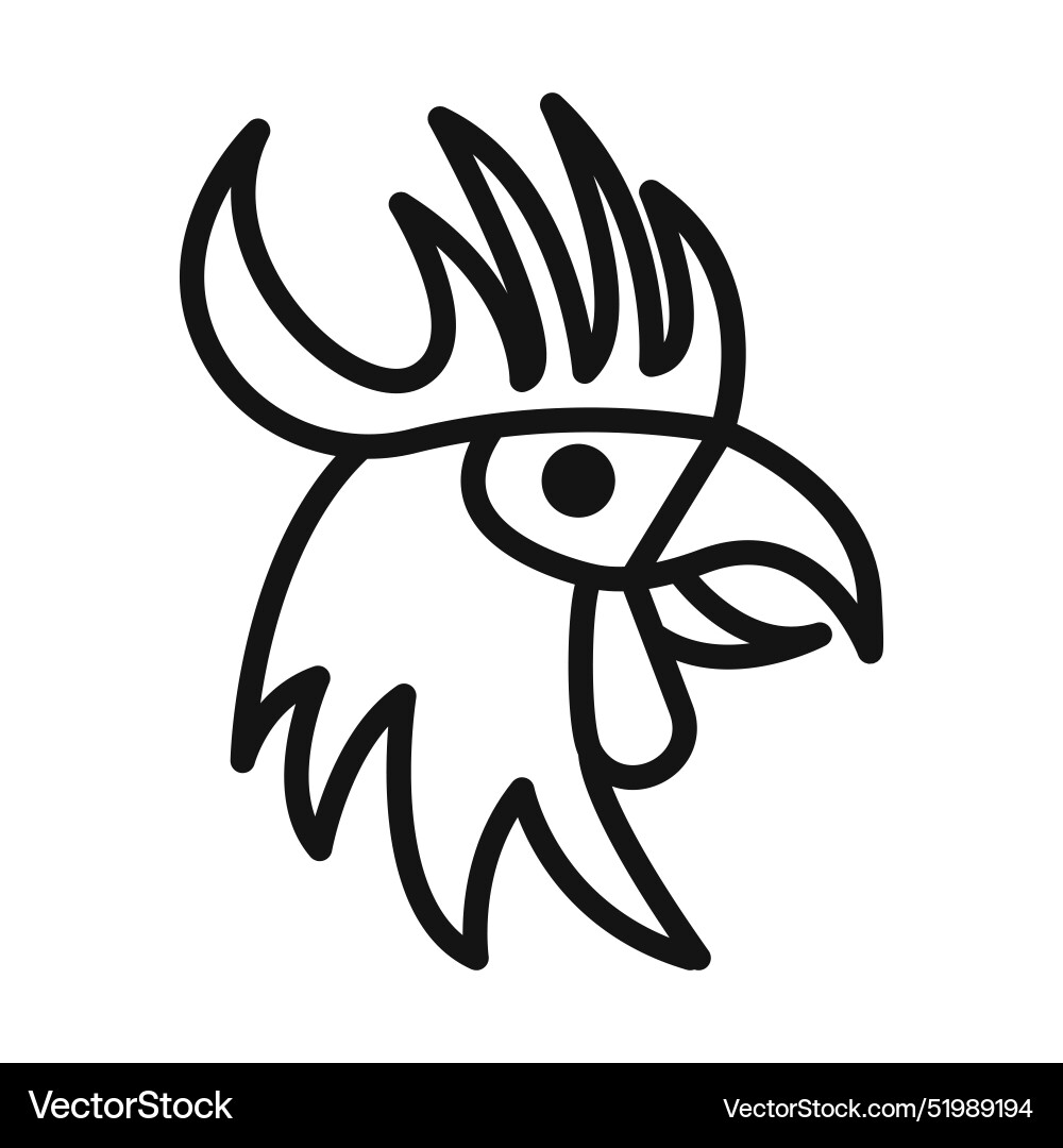 Rooster head icon mark in filled style Royalty Free Vector