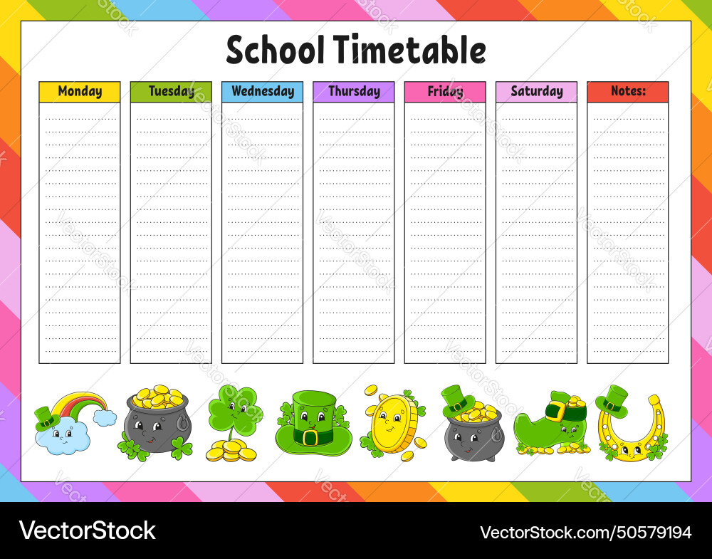 School schedule timetable for schoolboys empty Vector Image
