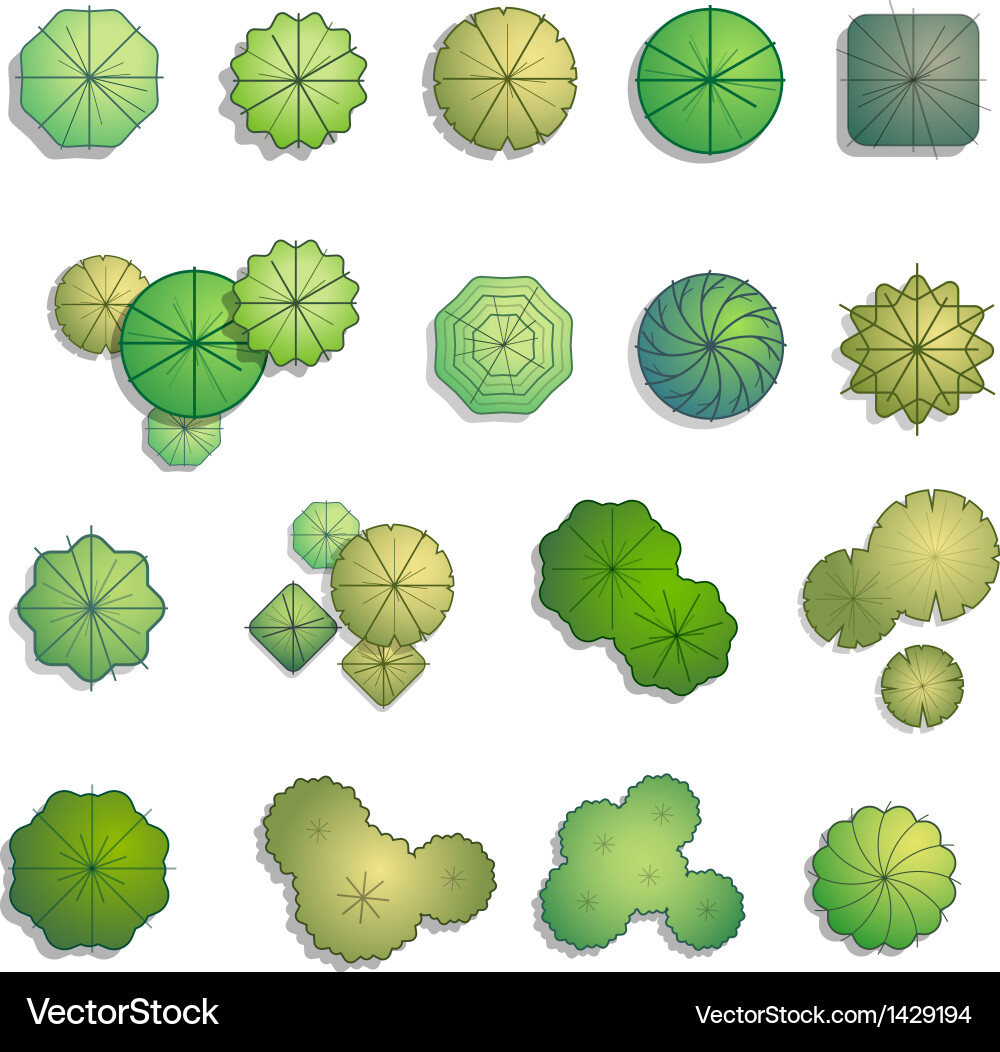 Trees top view for landscape design Royalty Free Vector