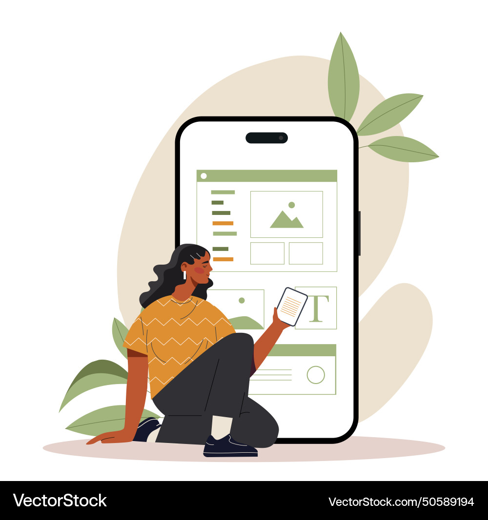 Woman with blogging Royalty Free Vector Image - VectorStock