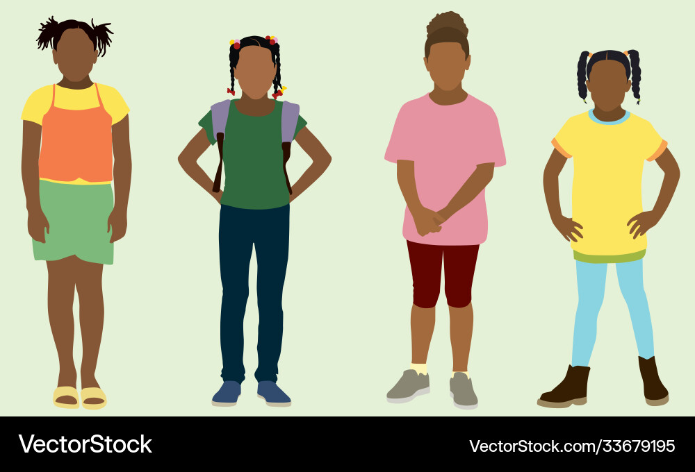 Black little girls Royalty Free Vector Image - VectorStock
