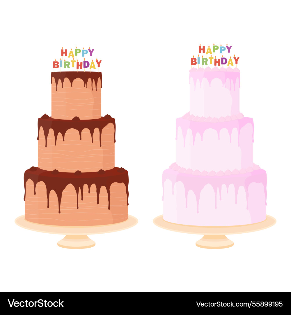 Collection of celebration birthday cakes Vector Image