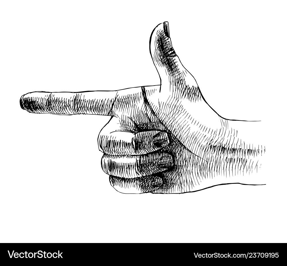 Sketched hand making gun sign Royalty Free Vector Image